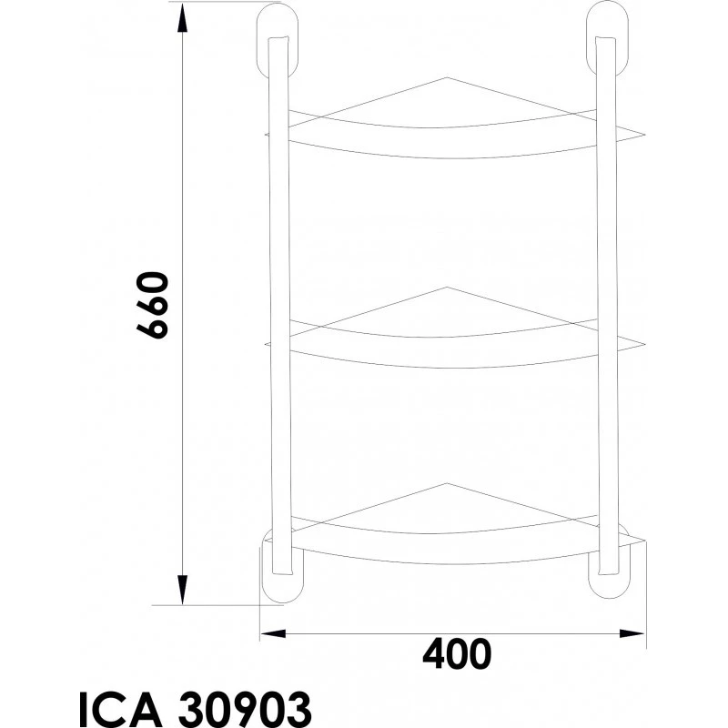 Ъглова лавица Inter Ceramic Ариел ICA 30903, Тройна, Хром, Метални ...