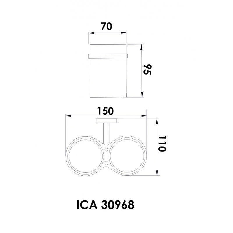 Поставка за четка за зъби Inter Ceramic Ариел ICA 30968, Двойна, Хром ...
