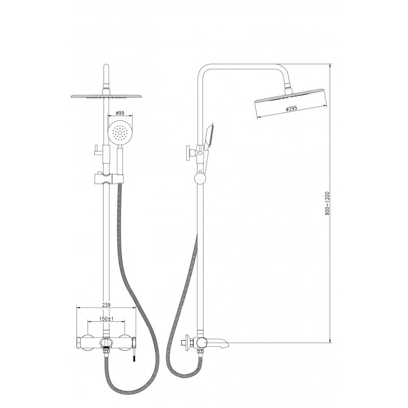 Душ система с регулируема височина ICT 6413, телескопично тръбно ...