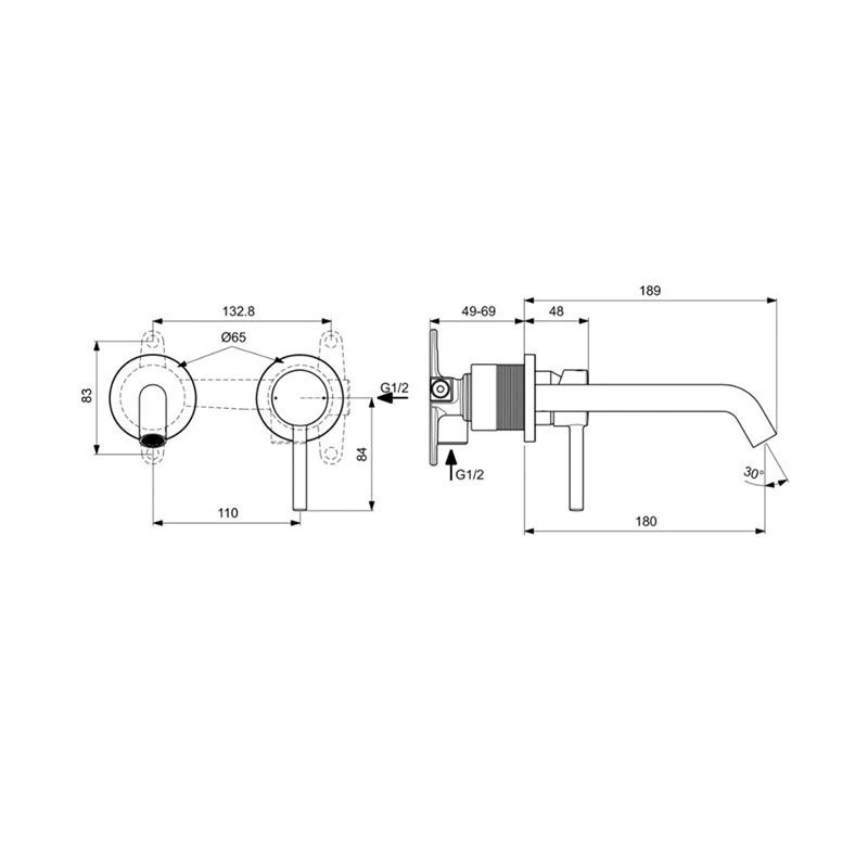 Смесител Ideal Standard Ceraline A6938XG Стенен За умивалник За ...